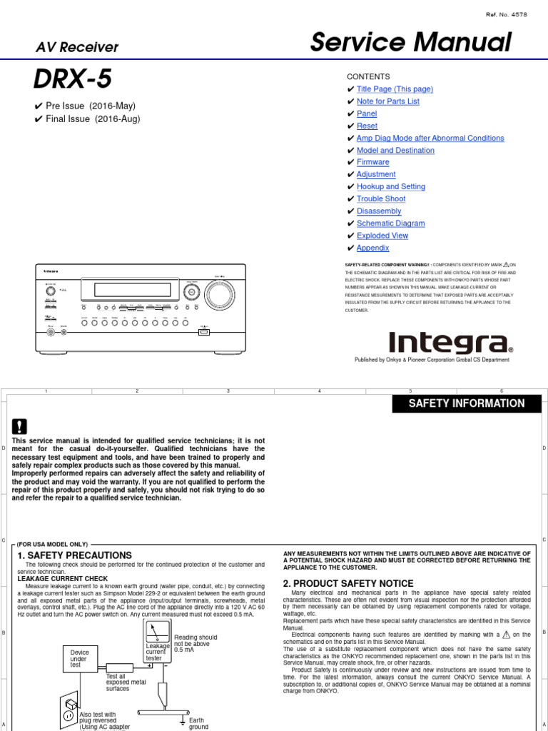 Integra DRX-5 | PDF | Alternating Current | Amplifier