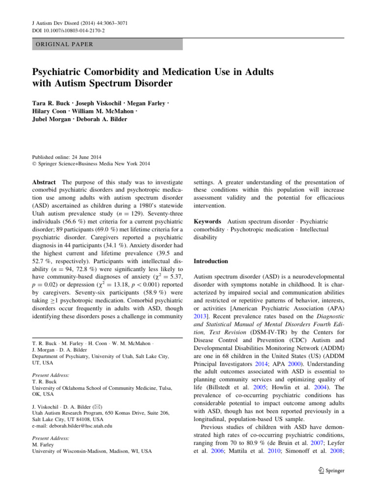 Buck Psychiatric | PDF | Autism Spectrum | Mental Disorder