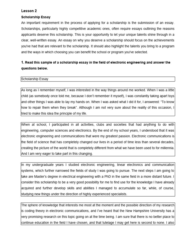 Scholarship Essay Writing Guide | PDF | Goal | Essays