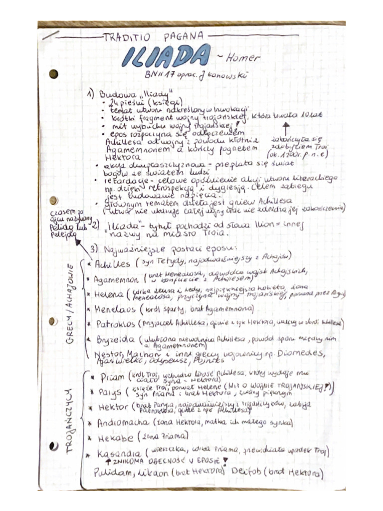 Iliada Notatki | PDF
