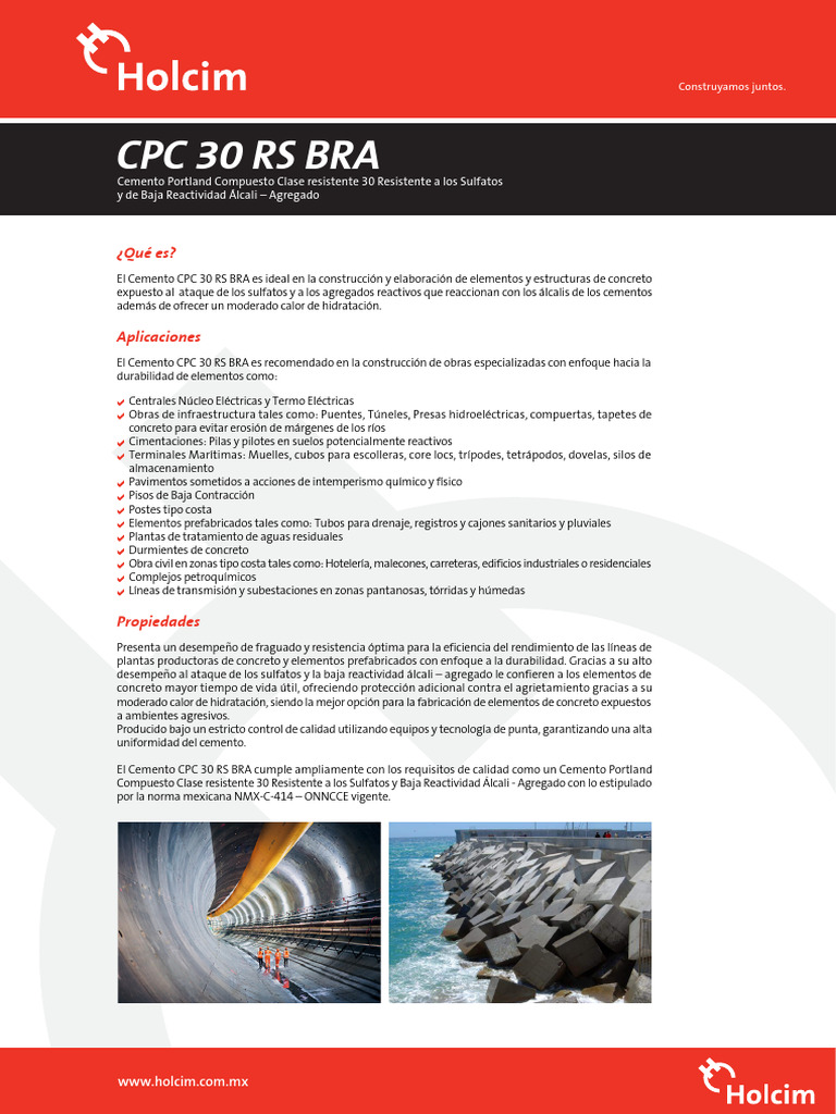 Ficha Tecnica CPC 30 Rs Bra 23.3 | Descargar gratis PDF | Hormigón | Cemento