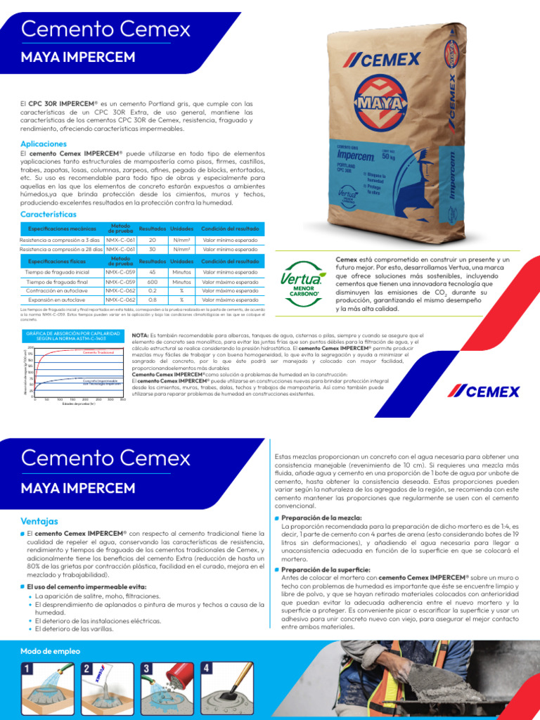 Cemex FichaImpercem-Maya Jun23 | Descargar gratis PDF | Hormigón | Cemento