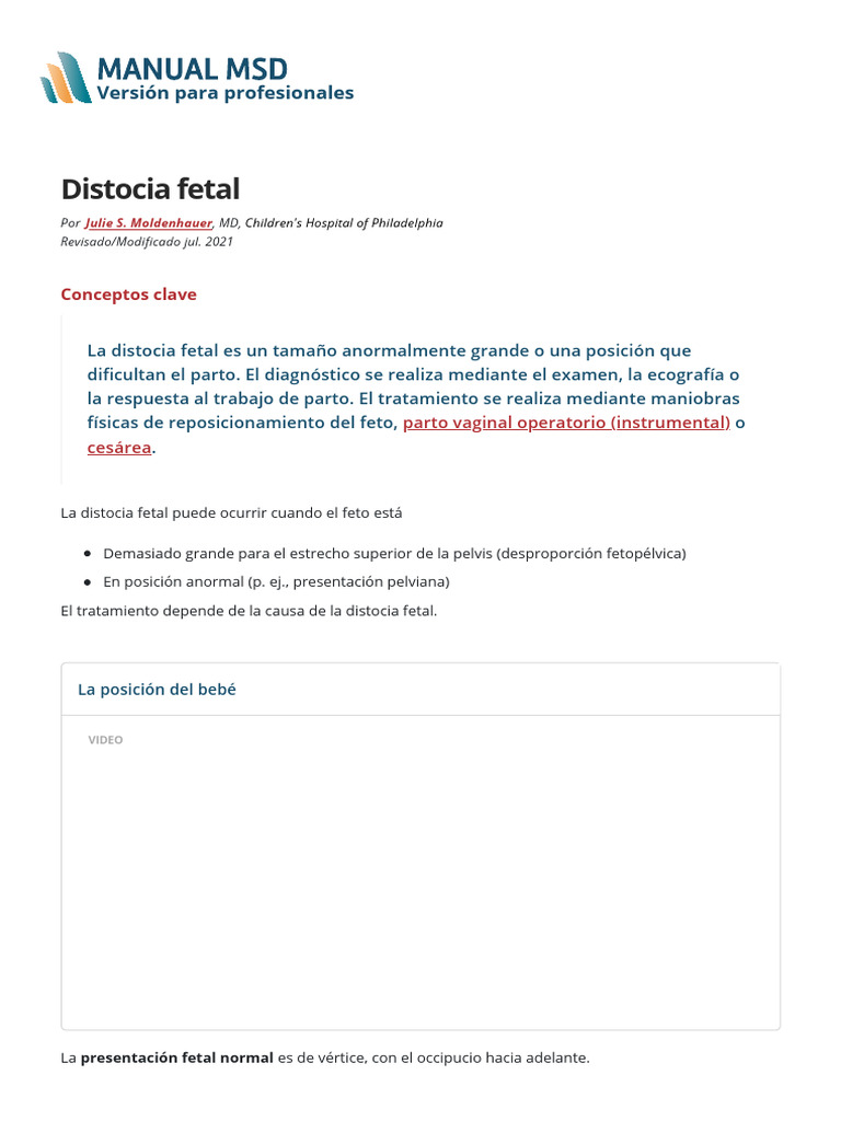 Distocia fetal: causas y tratamientos | PDF | Parto | Medicina CLINICA
