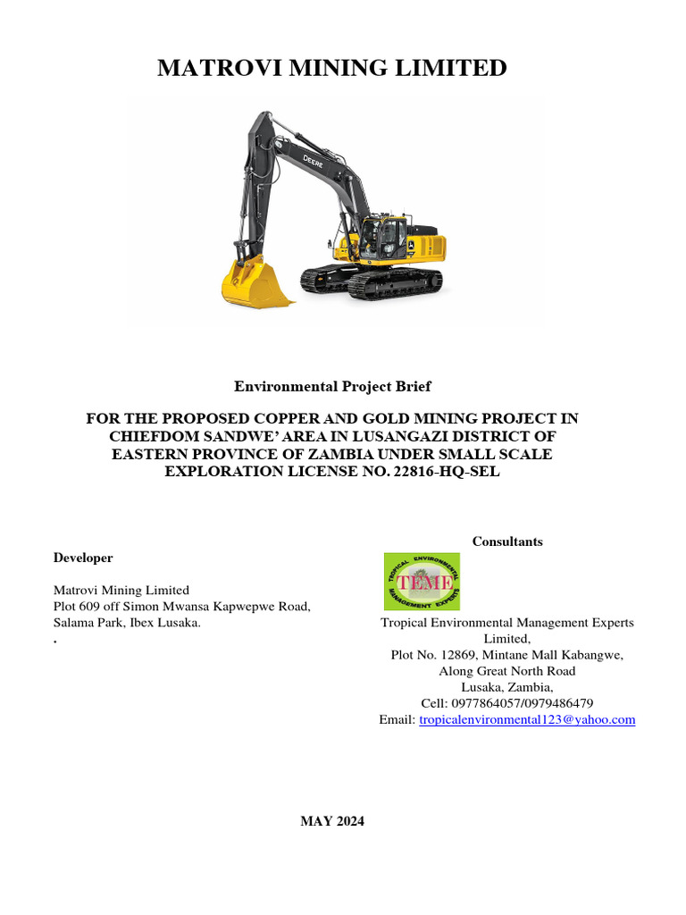 1st Draft EPB Mtrovi Mining 22816 | PDF | Employment | Mining
