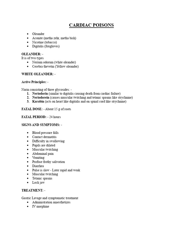 Cardiac Poisons | PDF | Causes Of Death | Diseases And Disorders