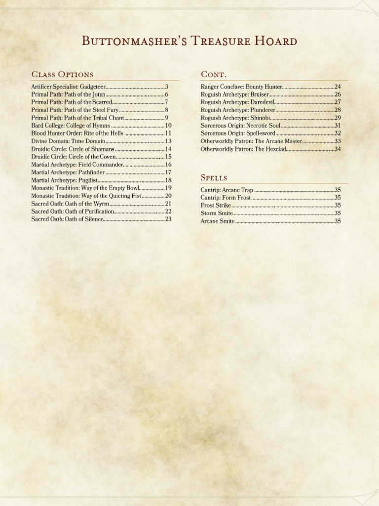 Buttonmasher's Treasure Trove | PDF