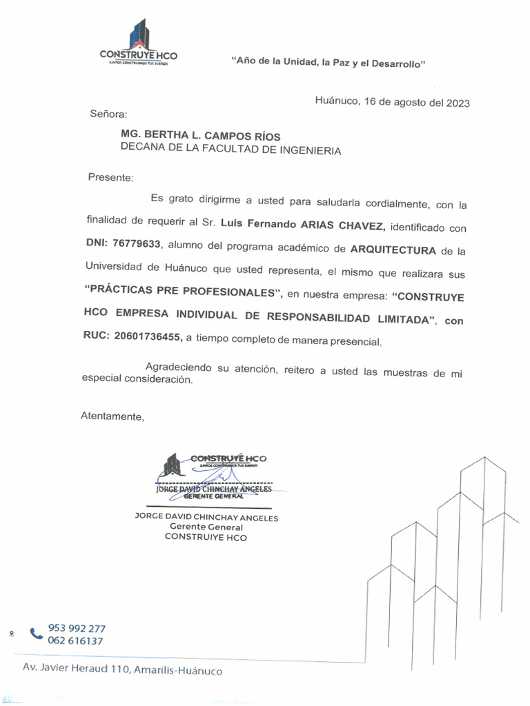 Carta de solicitud de practicante (1) | PDF