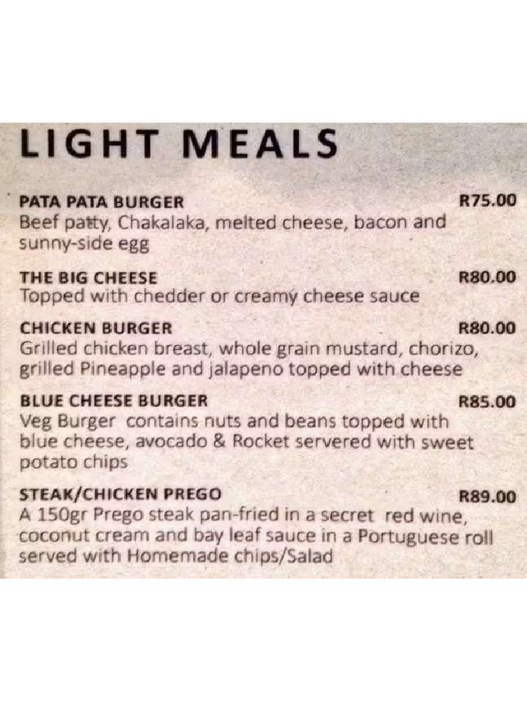 Pata Pata Menu | PDF