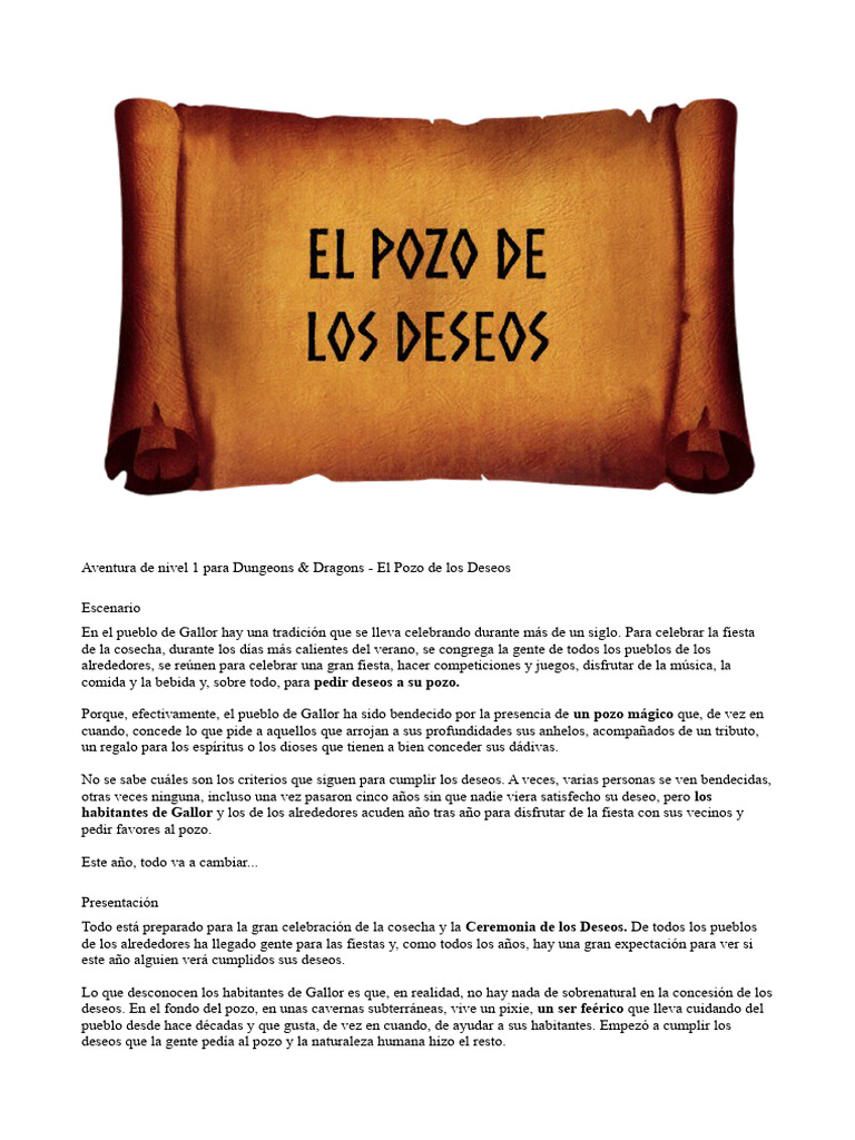 Aventura en el Pozo de los Deseos | PDF | Tiro al arco