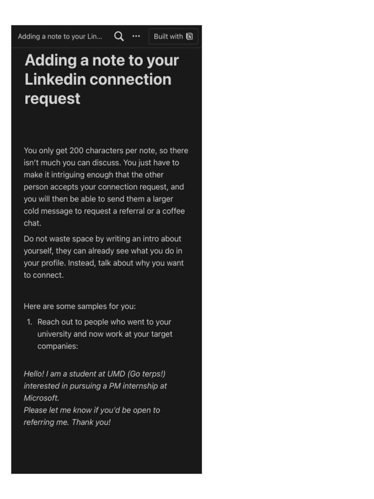 Adding a Note to Your Linkedin Connection Request | PDF