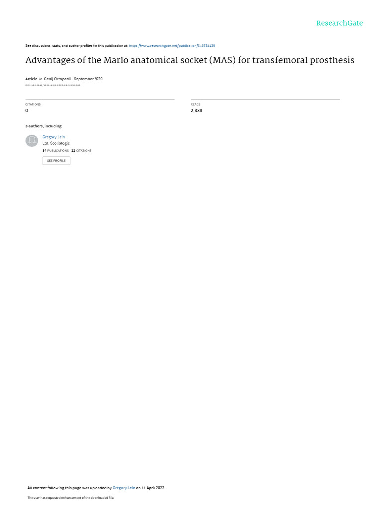 Advantages of the Marlo Anatomical Socket MAS for | PDF | Prosthesis ...