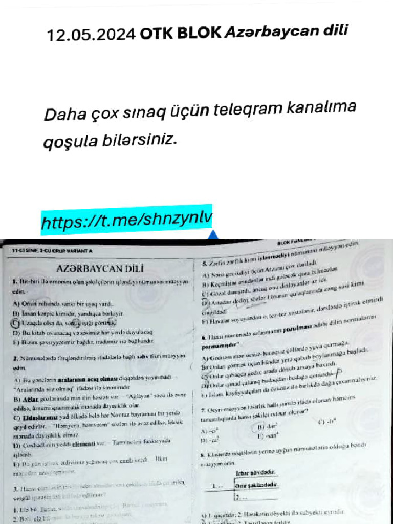 Azərbaycan Dili 12 May .Otk | PDF