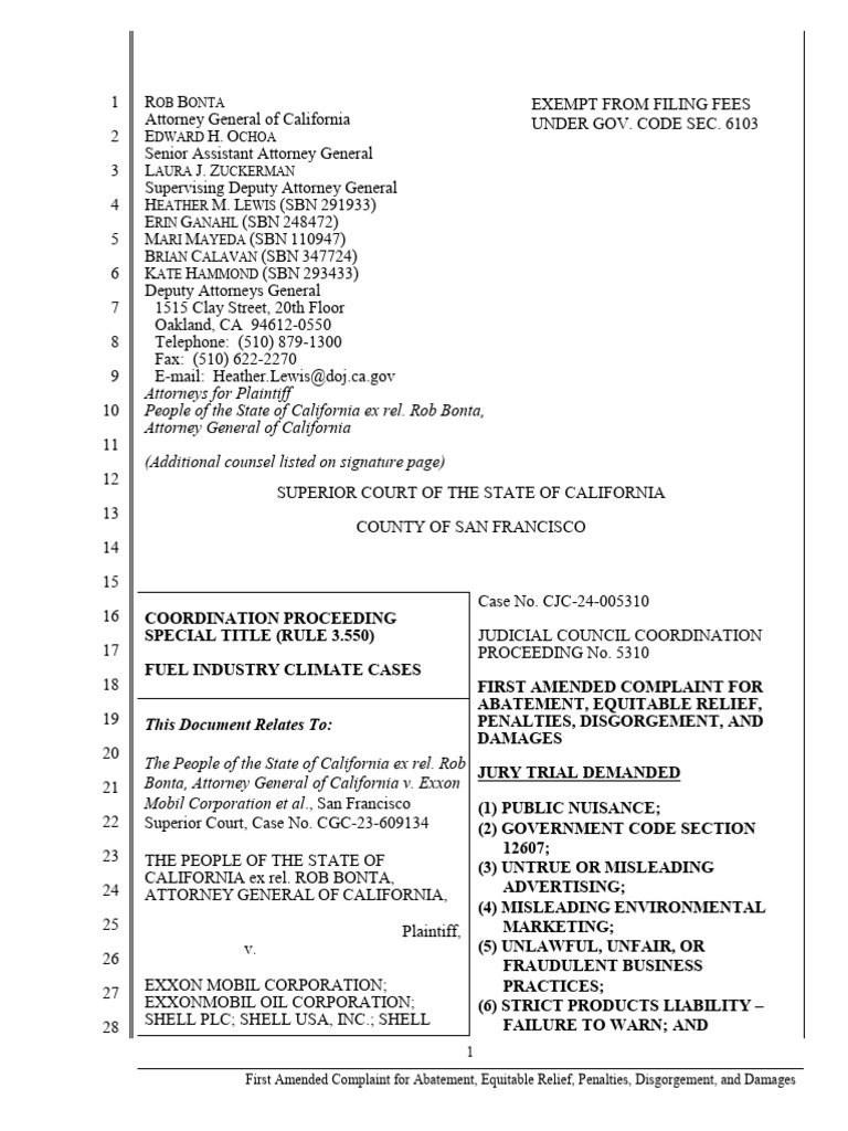 First Amended Complaint - Final 6.7.24 (Rev. 2) | PDF | Exxon Mobil | Chevron Corporation