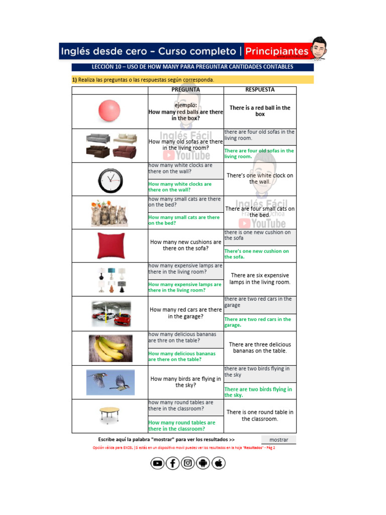 LECCIÓN 10 - HOW MANY | PDF | Room