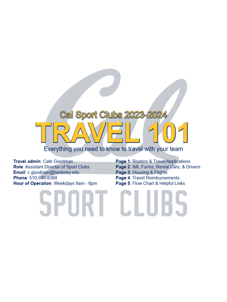 Cal Sport Clubs Travel 101 Guide | PDF