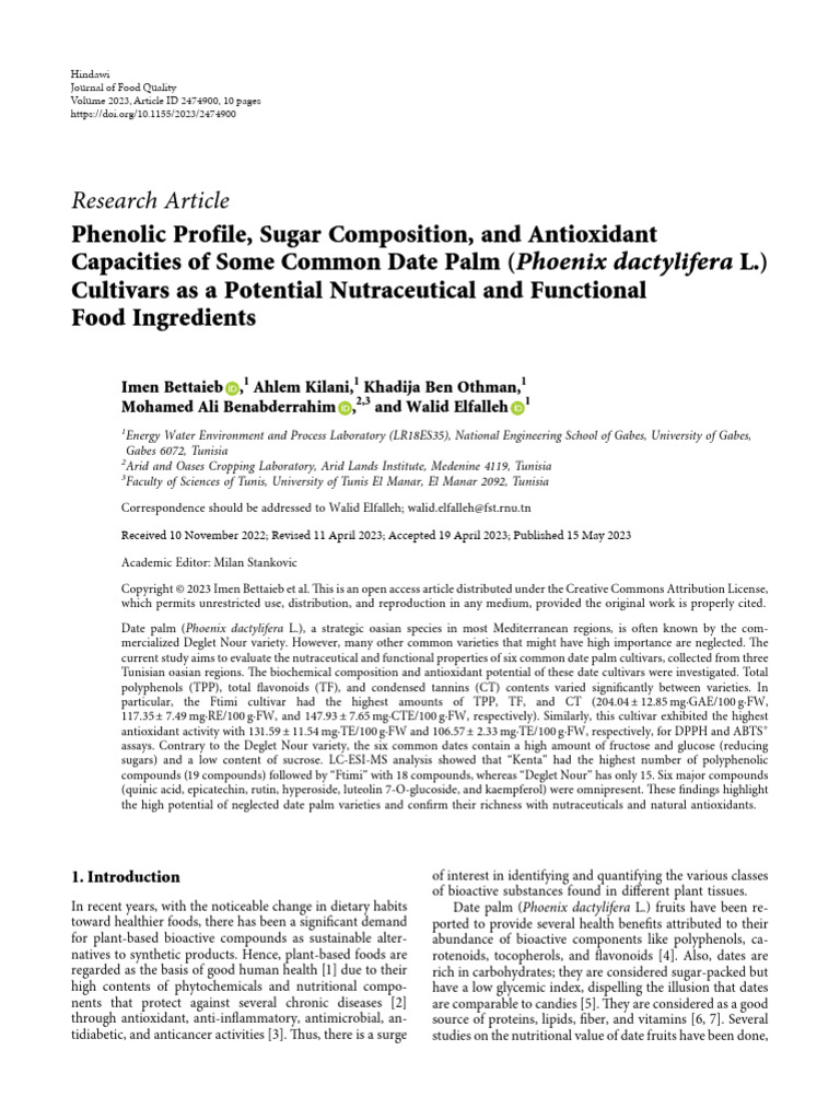 Phenolic Profile Sugar Composition and Antioxidant | PDF | Polyphenol ...