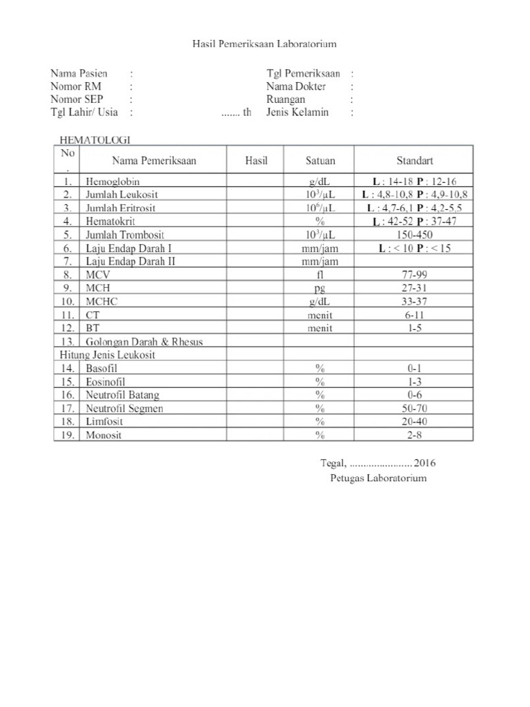 Hasil Cek Lab | PDF