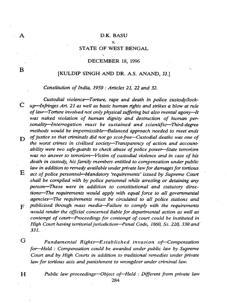 DK BASU | Download Free PDF | Arrest | Detention (Imprisonment)