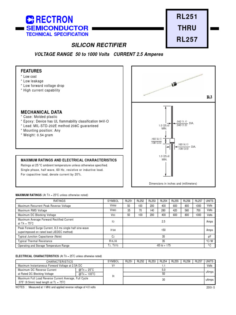 RL257 | PDF | Rectifier | Capacitor