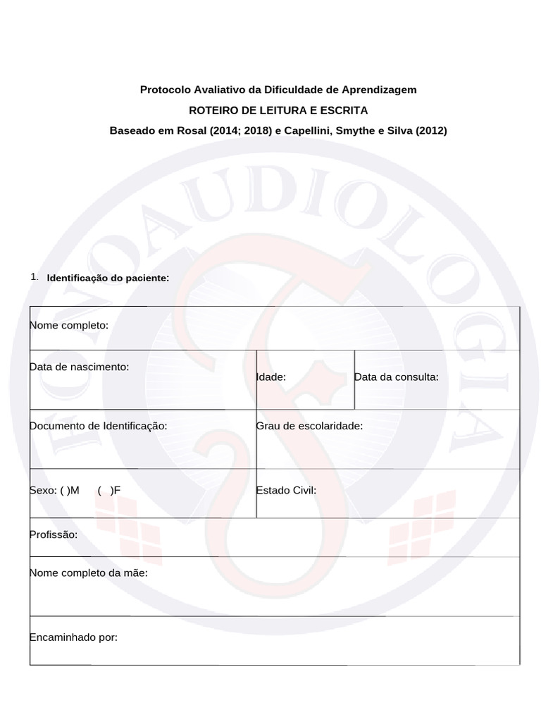 Protocolo Leitura e Escrita | PDF | Sílaba | Fonema