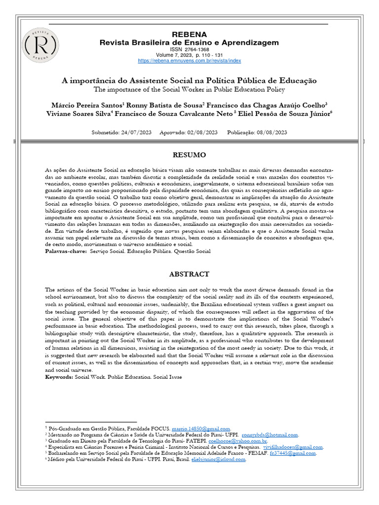 Assistente Social na Educação Pública | PDF | Sociologia | Trabalho social