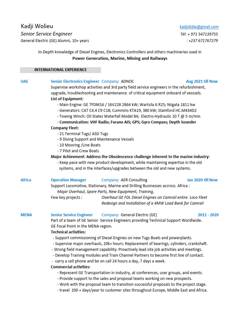 CV Kadji Wolieu OM | PDF | Engines | Propulsion