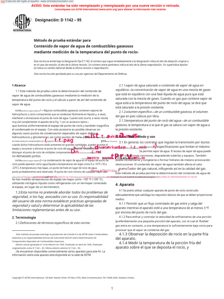 ASTM-D1142-95 en Es | PDF | Vapor de agua | Vapor