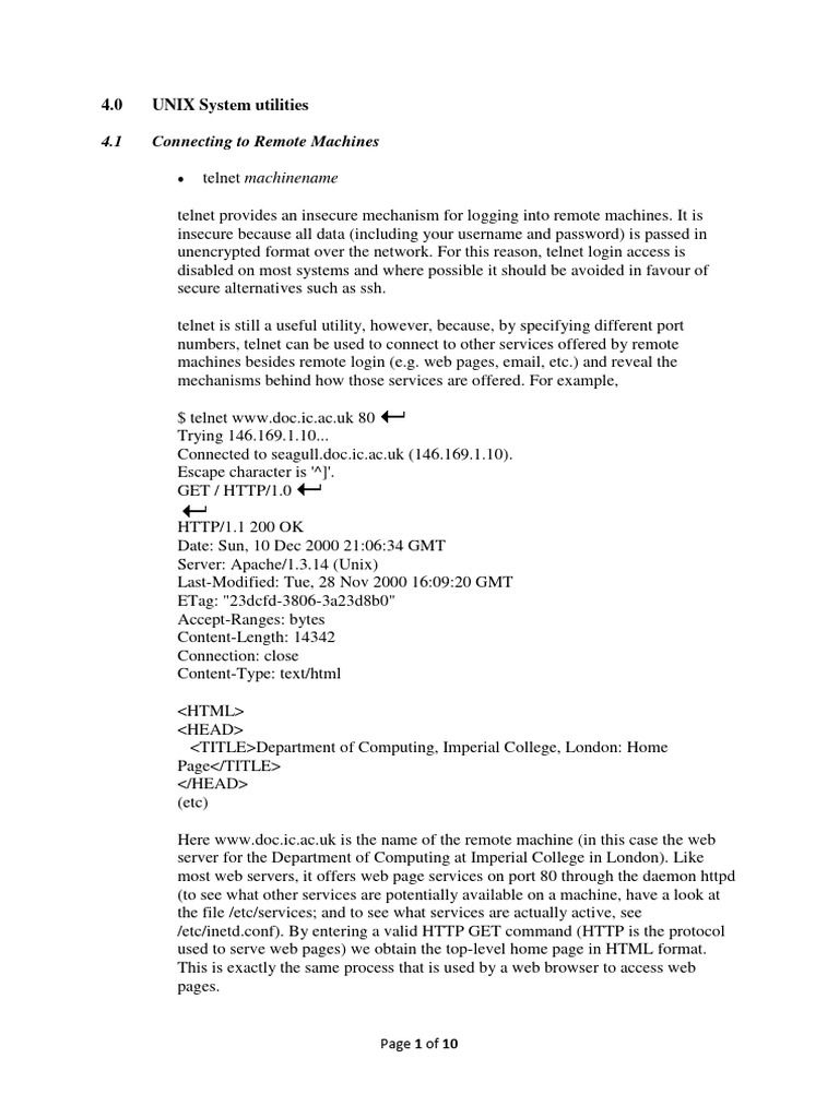 4 - UNIX System Utilities | PDF | Secure Shell | File Transfer Protocol