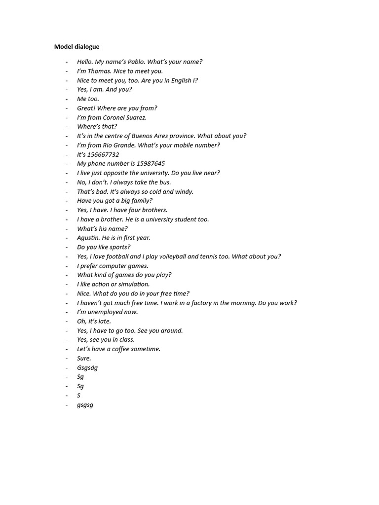 Model Dialogue | PDF