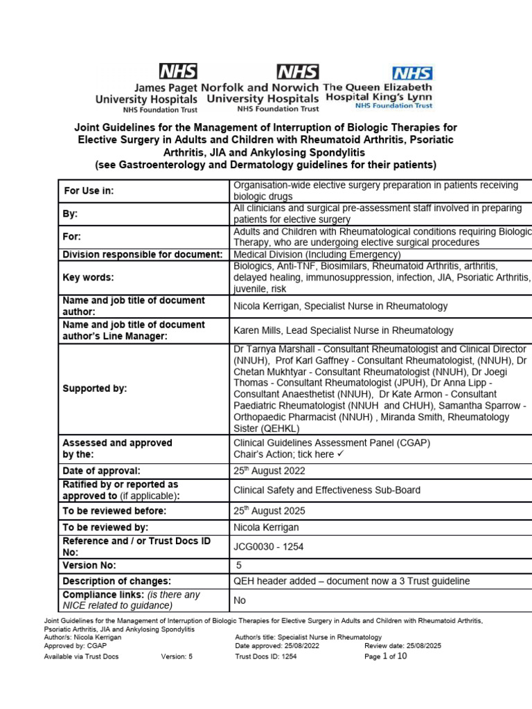 Interruption of Biologic Therapy JCG0030 V5 | PDF | Biopharmaceutical ...