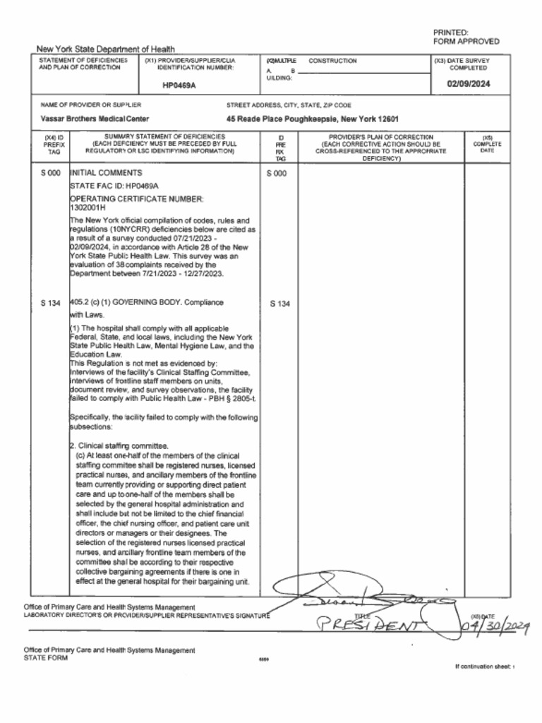 Vassar Statement of Deficiency | PDF