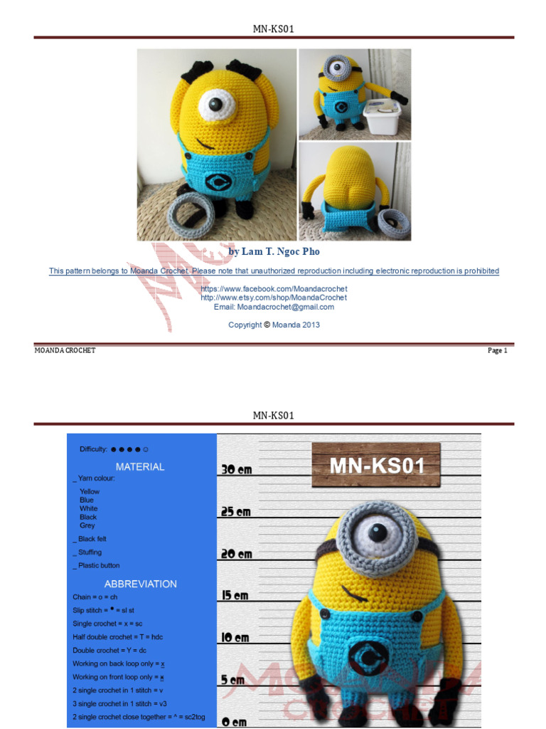 Minion 25cm | PDF | Crochet | Clothing