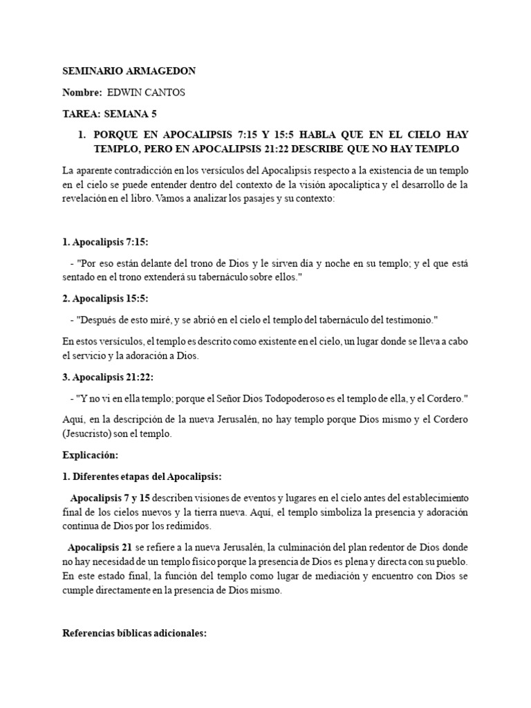 Tarea 4 Edwin Cantos | PDF | Templo en jerusalén | Libro de revelación