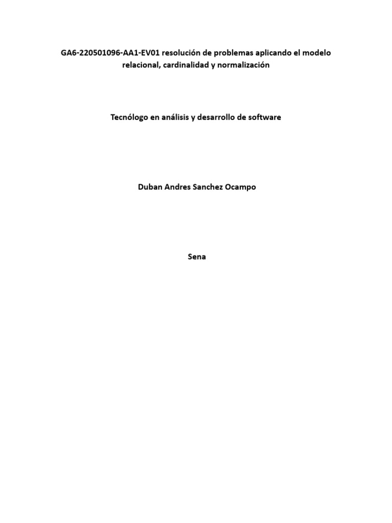 GA6-220501096-AA1-EV01 Resolución de Problemas Aplicando El Modelo Relacional Cardinalidad y ...
