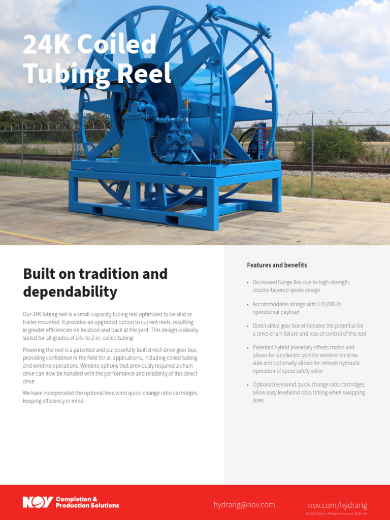 Brochure - Hydra Rig 24K Coiled Tubing Reel Flyer - NOV | PDF | Pipe ...