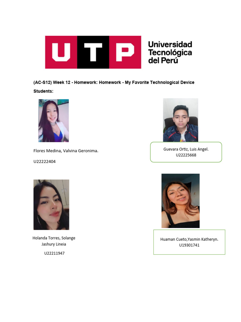 Week 12 Homework Homework My Favorite Technological Device | PDF