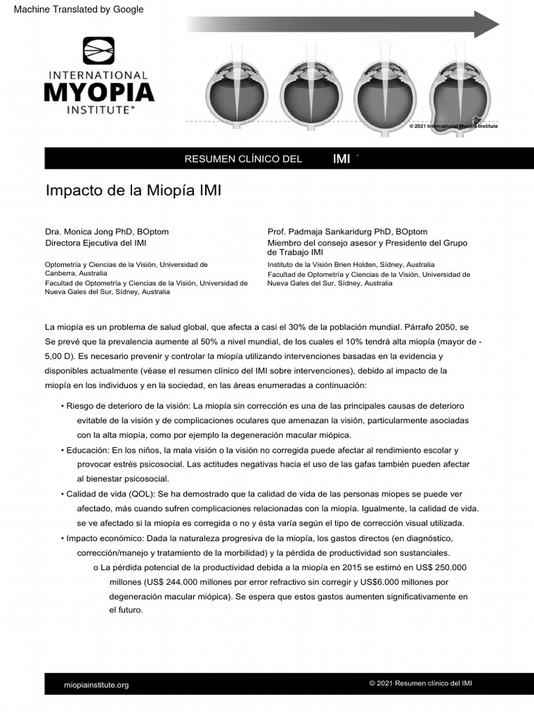 IMI 2021 Resumen Clinico Del IMI Impacto de La Miopia Impact of Myopia ...