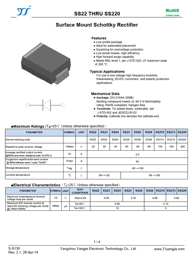 SS22 Ser | Download Free PDF | Rectifier | Diode