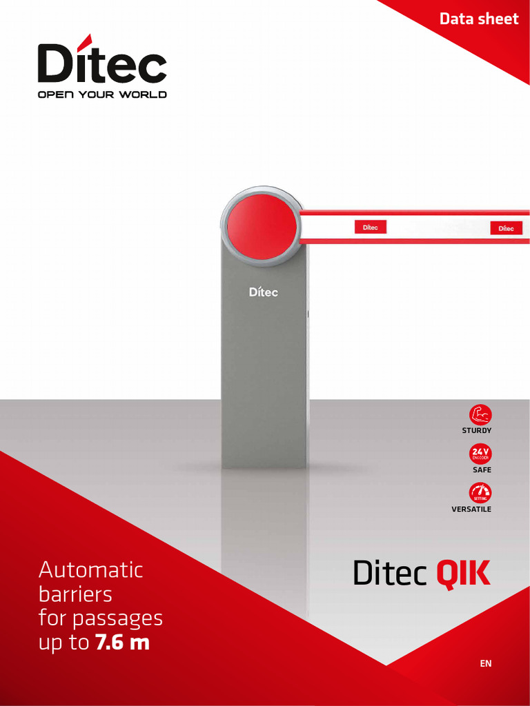 Ditec QIK Data Sheet | Download Free PDF | Manufactured Goods | Electrical Engineering