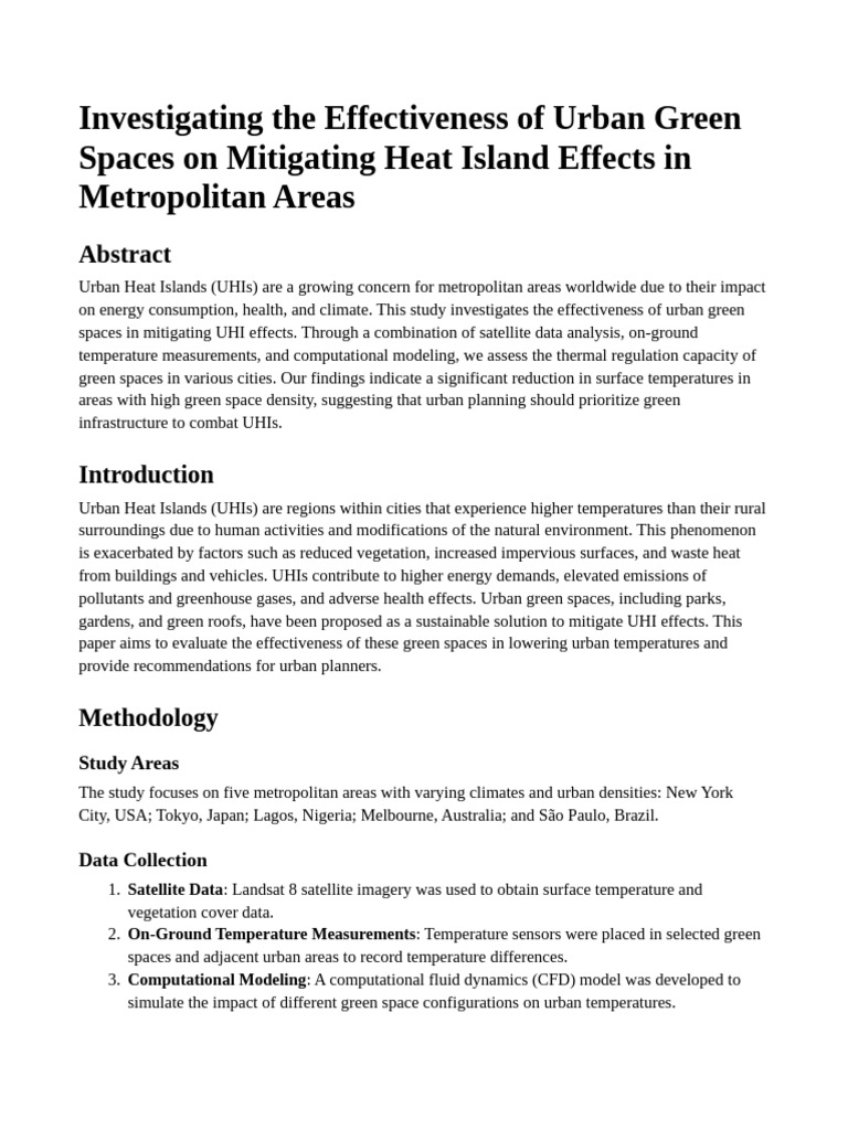Urban Green Spaces Reduce Heat Islands | PDF | Natural Environment ...