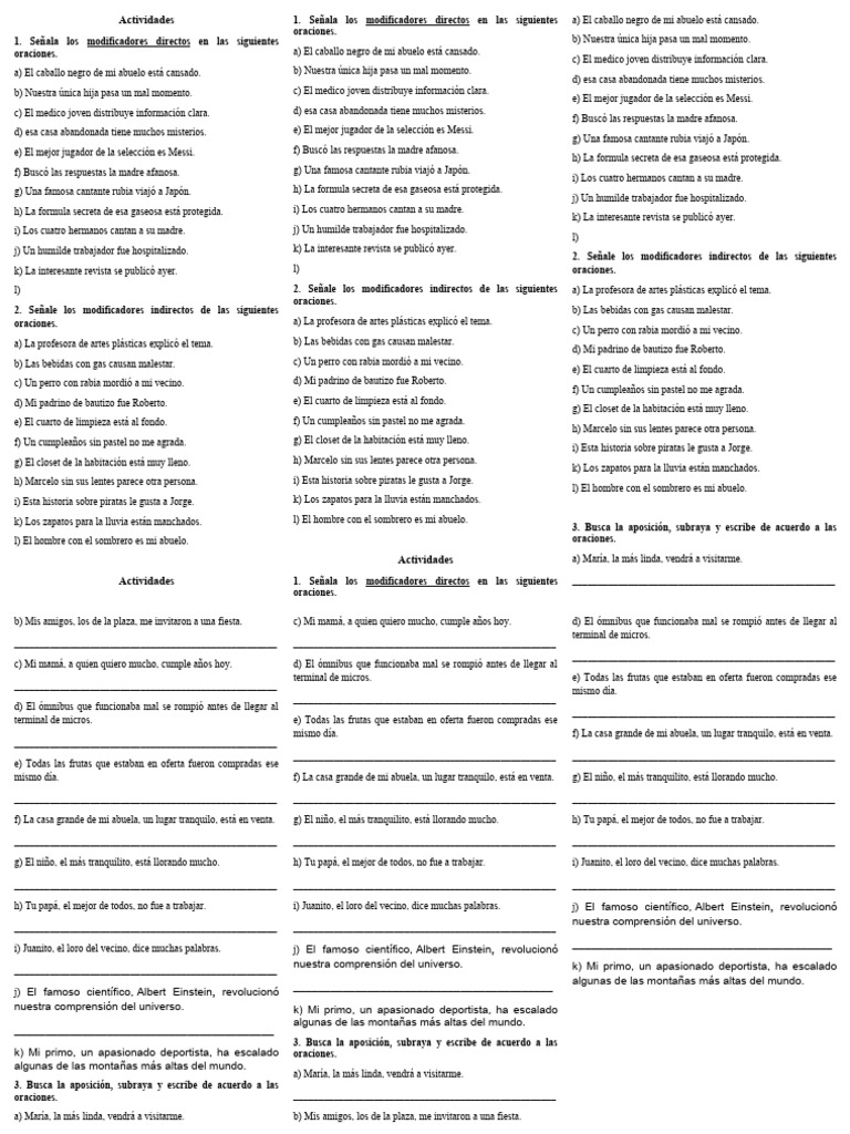 Modificadores Directos e Indirectos | PDF