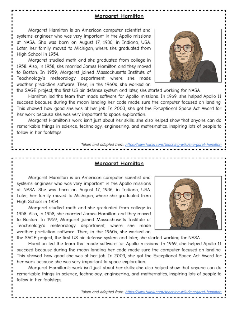 Margaret Hamilton's Biography | PDF | Science | Engineering