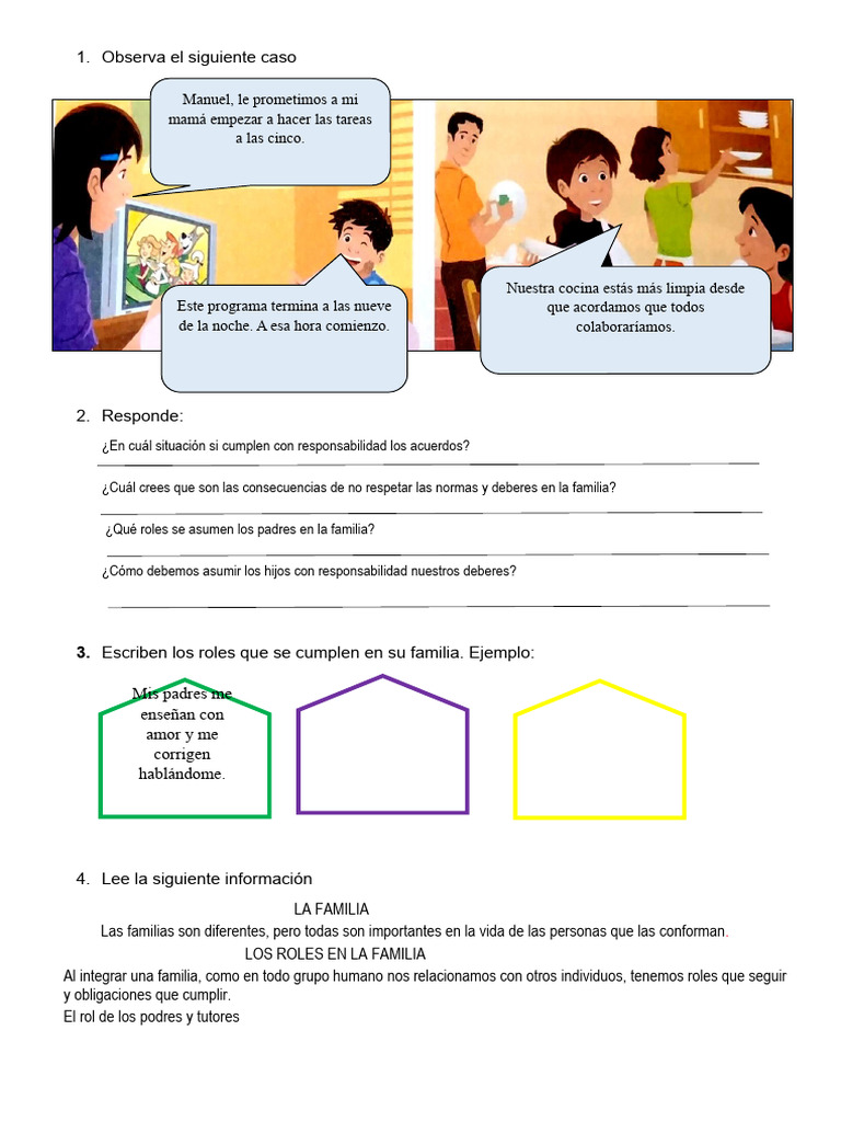 D1 A2 FICHA PS. Roles de La Familia | Descargar gratis PDF | Familia | Psicología Social