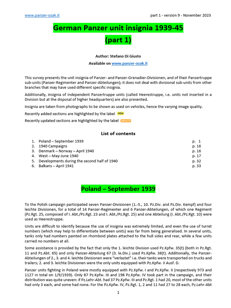 Panzer_unit_insignia_part1 | PDF | Tanks | Gun Turret