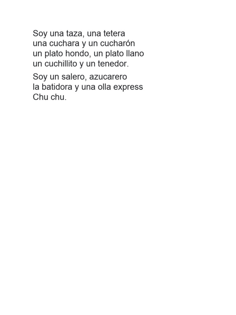 Letra Canción Soy Una Taza | PDF | Cocina, comidas y vino