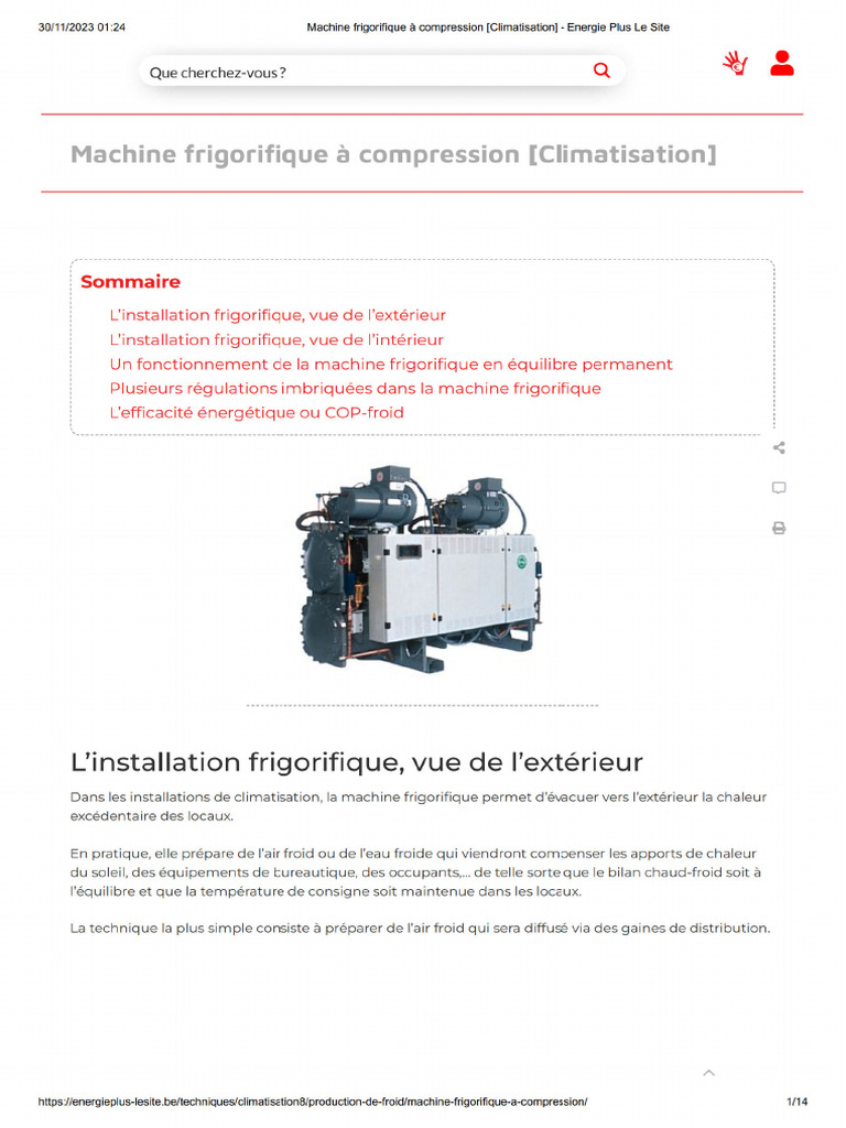 Machine Frigorifique À Compression (Climatisation) - Energie Plus Le ...