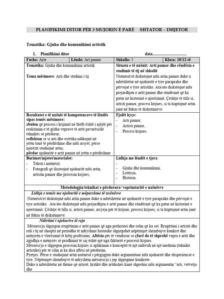 Ditare - Periudha e Pare | PDF