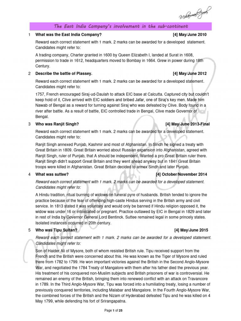 EIC pakstudies olevels | PDF | East India Company | British Empire