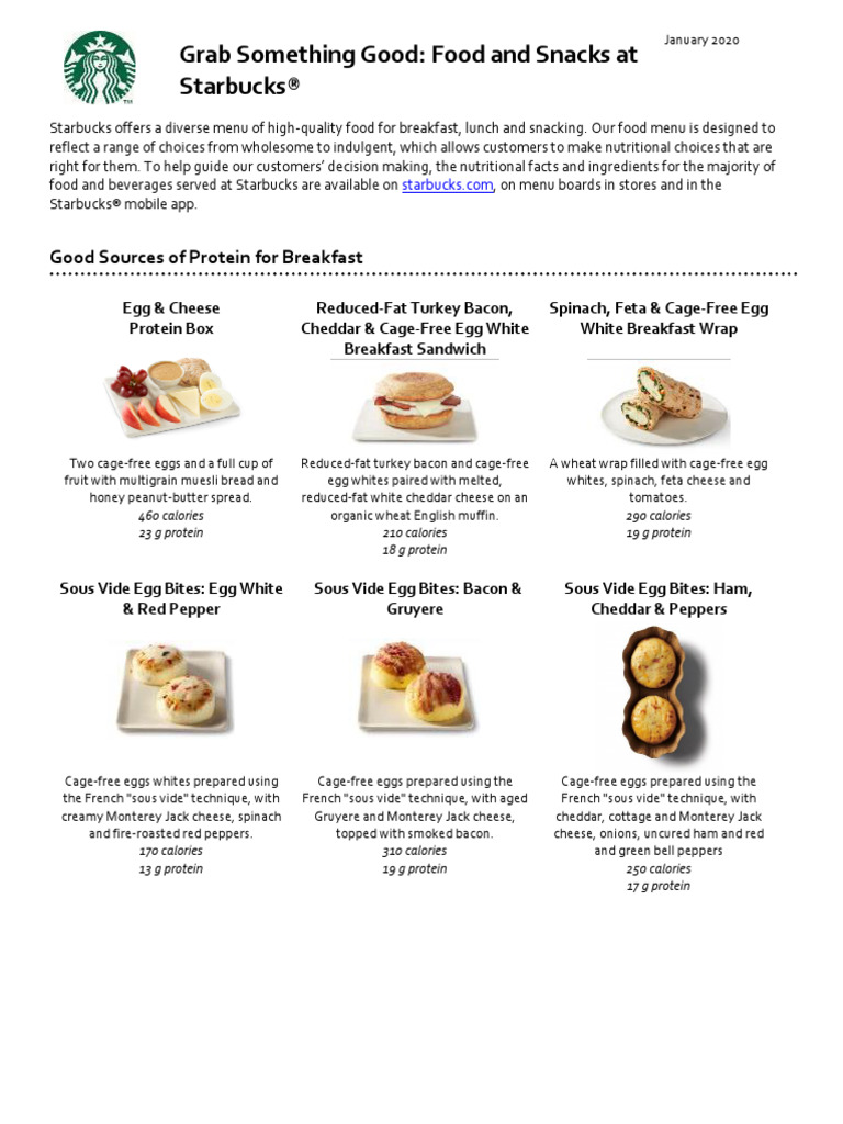 Starbucks Food HW Fact Sheet January 2020 | PDF | Foods | Oatmeal