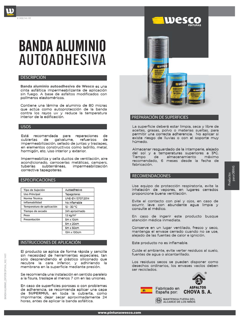 C Ficha Tecnica Wesco Banda Aluminio Chova | PDF | Aluminio | Ventilación (Arquitectura)
